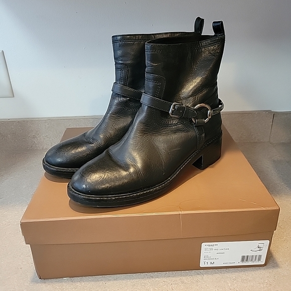 Coach | Shoes | Coach Gillian Veg Leather Boots Size 1 With Original ...